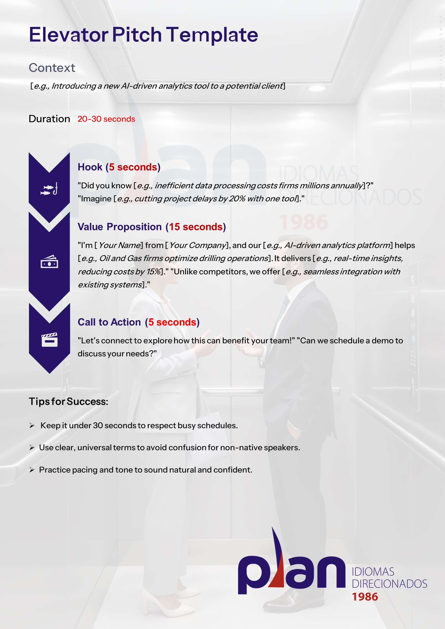Nail Your Next Pitch: Free English Elevator Pitch Template for IT, Oil ...